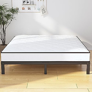 EMODA 6 Inch California King Bed Frames Heavy Duty Metal Cal King Platform with Steel Slats Support, No Box Spring Needed, Noise Free, Black