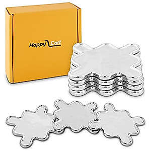 Silver Chrome Coasters for Drinks Absorbent, Modern Retro Mirrored Coasters for Table, Set of 4 Decor on Tabletop for Bar Tools Dining Table