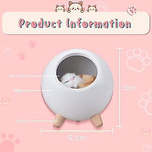 wokuya Cute Cat House Night Light for Kids,Portable Nursery Nightlight,Dual Power USB Charging,Bedroom Lighting Atmosphere Lamp, Gifts for Cat Lover (White)