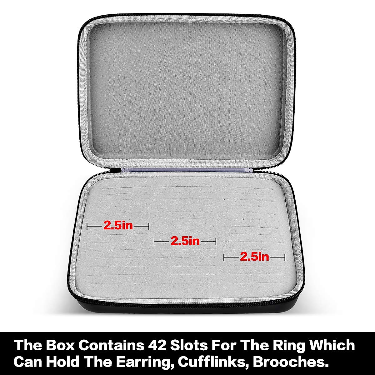 GWCASE Ring Organizer Storage Case - Jewelry Ring Display Collector Box with 42 Slots. Rings Tray Holder Showcase Fits for 50+ Rings, Earrings, Brooches and Cufflinks (Box Only)