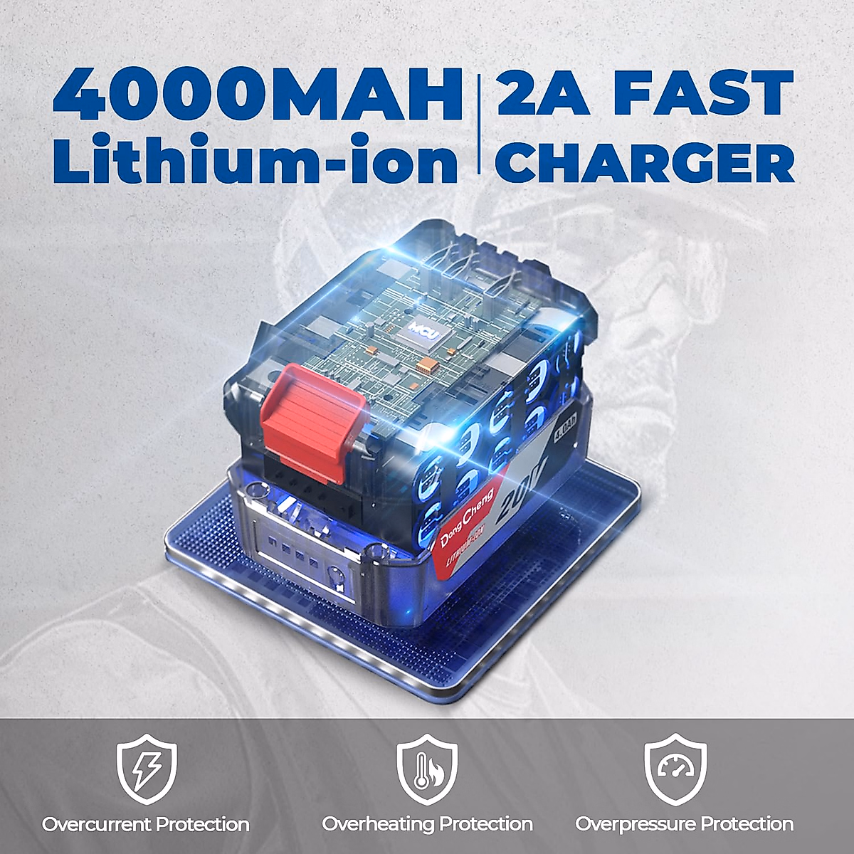 Dong Cheng 20V Brushless Impact Wrench, 515 ft-lbs High Torque, 1/2 inch 4-Speed Cordless Impact Gun, Power Wrench for Automotive Use, Includes 4.0Ah Battery & Charger