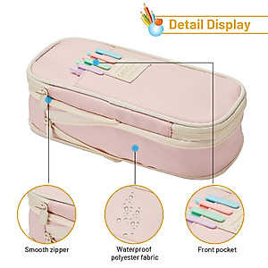 Sonuimy Large Capacity Pencil Case Pouch, Cute Aesthetic Big Capacity Zipper Pencil Cases Pen Portable Office Stationery Makeup Bag, Desk Organizer for College Adults Women Men- Green