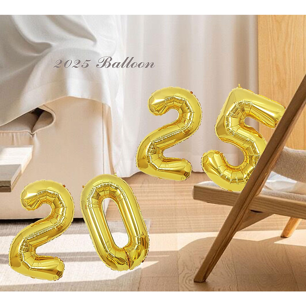 16 Inch 2025 Balloons, 2025 Foil Number Balloons for 2025 New Year Eve Festival Party Supplies Graduation Decorations, Gold