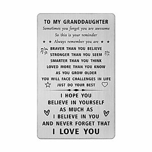 SOUSYOKYO Granddaughter Gift from Grandparents, Personalized I Love My Granddaughter Christmas Birthday Card, Our Favorite Granddaughter Graduation Present