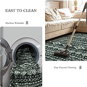 Lahome Boho Moroccan 8x10 Area Rugs, Ultra-Thin Soft Black White Rugs for Living Room Washable, Non-Shed Tribal Print Large Indoor Carpet Stain Resistance for Bedroom Playroom Nursery