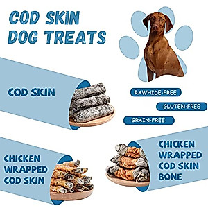 Pawmate Chicken Wrapped Cod Fish Skin Stick Dog Treats, Healthy High Protein Omega3 Cod Twist Dog Chews Real Chicken Wrap Teeth Cleaning for Large Medium Small Pets 10.5OZ