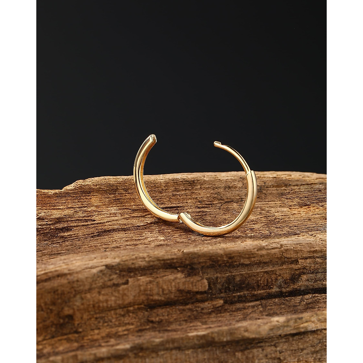 Jewseen 14K Gold Tiny Hoop Earrings Huggie Hoop Earrings 20G Small Endless Hinged Hoops for Earlobe 6mm 8mm 10mm Septum Hoop Septum Ring Cartilage Helix Earrings Nose Hoop for Women Men