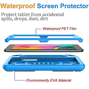 BMOUO for Samsung Galaxy Tab A 8.0 Case 2019 SM-T290/T295, Tab A 8.0 2019 Case with Screen Protector, Shockproof Light Weight Handle Stand Galaxy Tab A 8.0 inch 2019 Kids Case Without S Pen - Blue