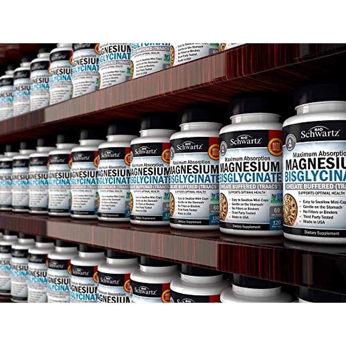 Magnesium Bisglycinate Chelated Supplement - High Absorption Magnesium Supplement for Muscle, Bone & Joint Support - Non-GMO, Non-Laxative, Fully Buffered for Maximum Bioavailability - 180 Capsules