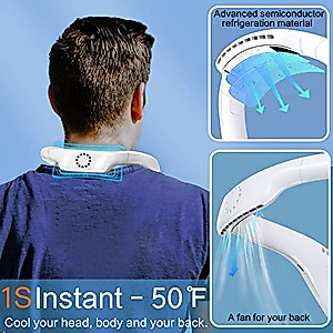 Homepeaz Portable Neck Fans, Wearable Fan Back Of Neck with Unique Back Motor, Bladeless Rechargeable Neck Cooler, Leafless Hanging Personal Fan AC USB Battery Operated…