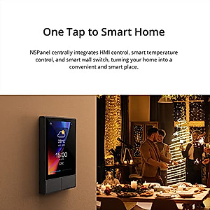 SONOFF NSPanel WiFi Smart Scene Wall Switch,2-Switch Panel Smart Home Control,Touchscreen Control for Smart Temperature Function,Lights,Work with Alexa & Google Home Assistant,Black
