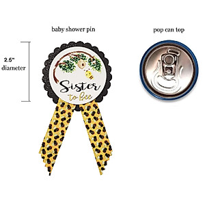 Sister to be Bumblebee Honey Bee Baby Shower Pins for Family Honeycomb by Amy's Bubbling Boutique (Sister)