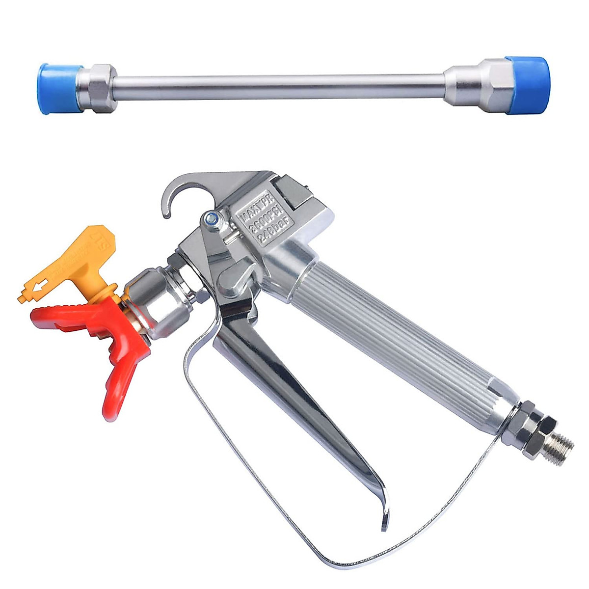 JWGJW 120028 Airless Paint Spray Gun,High Pressure 3600 PSI /517 Tip Swivel Joint with 10 Inch Extension Pole