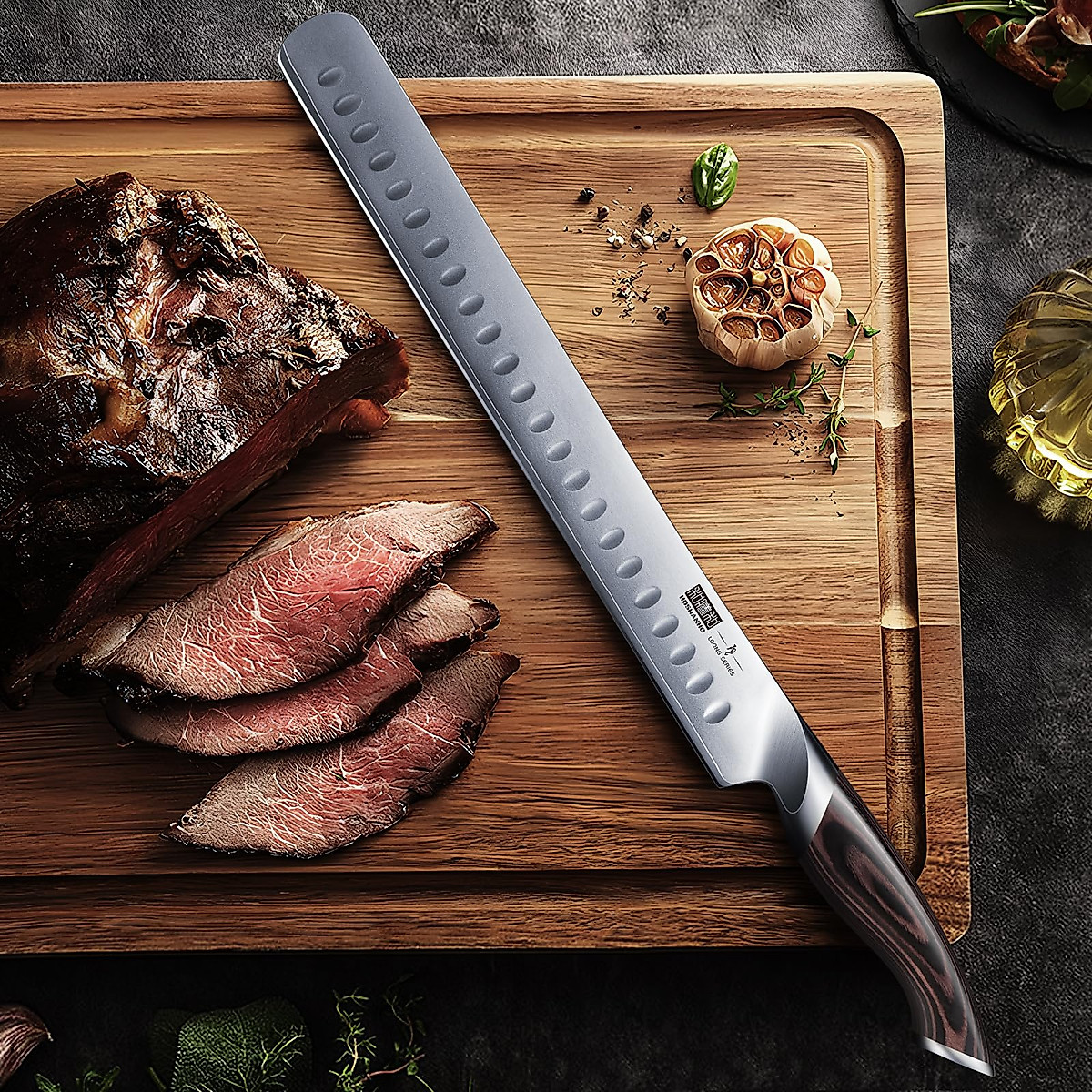 HOSHANHO Carving Knife 12 Inch, Japanese AUS-10 Slicing Knife with Ergonomic Pakkawood Handle, Razor Sharp Brisket Knife for Meat Cutting, BBQ, Turkey