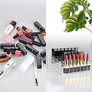 Gospire 40 Space Lipstick Holder, Clear Acrylic Lip Gloss Lipstick Holder Case Display Rack Holder & 40 slots (in a 8 x 5 arrangement) Makeup Organizer
