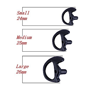 AIRSN Replacement Earmold Earbud Earplug for Motorola Kenwood Two-Way Radio Air Acoustic Coil Tube Audio Kits (Black, 2 Pair-Medium)