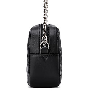 DAVIDJONES Small Black Crossbody Bags for Women,Faux Leather Lightweight Cellphone Bags Wallet Clutch Purse and Handbags with Chain Strap