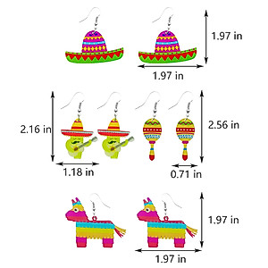 Ymimanchil Fiesta Earrings for Women Cinco De Mayo Earrings Acrylic Cinco De Mayo Party Earrings Fiesta Party Sombrero Dangle Earrings Mexican Holiday Gift