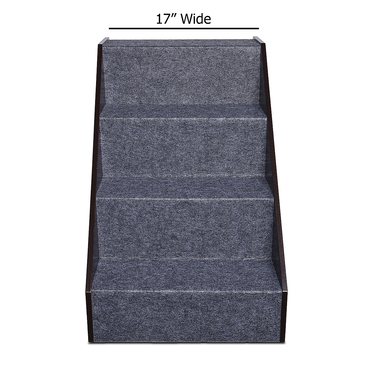 Arf Pets Wood Dog Stairs, 4 Levels Height Adjustment Wide Pet Steps for Dogs and Cats, Foldable