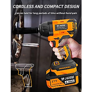 Cordless Impact Wrench,450NM(332ft·lbs) High Torque ，Brushless Motor，1/2 inch impact gun with a 4.0Ah Li-Ion Battery, Suitable for family cars…
