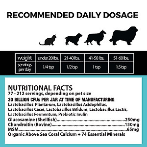 Ultimate Pet Chef Dog Cat Powder Food Topper. 74 Organic Minerals, Prebiotics, Probiotics, Hip and Joint Benefits and Luxurious Fur. Stops Fur Shedding No Smell. No Taste. Sprinkle Over Any Food.