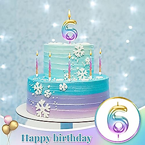 2.7 Inch Birthday Candles Rainbow Number Candle with 12 Pieces Numeral Rainbow Spiral Candle First One Year Candle for Baby Girl Boy Birthday Cake Topper Anniversary Wedding Party Decor (Number 6)