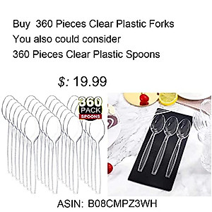 Liacere 360 Pieces Clear Plastic Forks - Heavyweight Disposable Forks - 6.7inch Heavy Duty Clear Cutlery - Plastic Utensils - Perfect for Parties and Restaurants