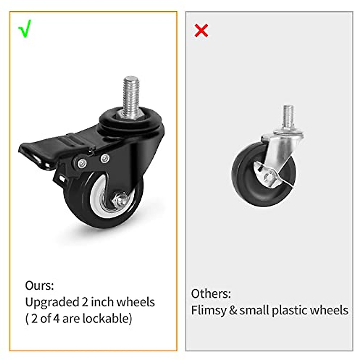 Tancee 3-Tier Foldable Storage Shelves with Upgraded Wheels, Free Standing Shelving Unit Utility Shelf, Storage Rack for Kitchen, Pantry, Garage, Basement