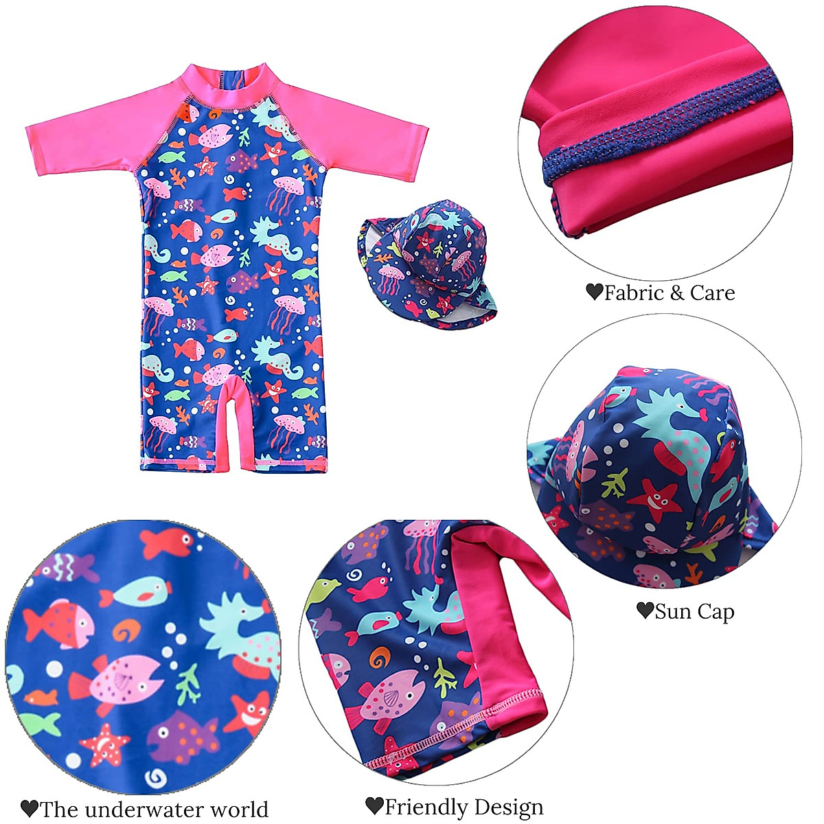 Baby Boys One Piece Swimwear Toddler Zipper Bathing Suit Kids Swimsuit Shark Rash Guards Surfing Suit with Hat UPF 50+ (12-18Months)