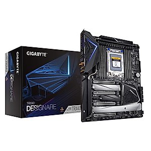 GIGABYTE TRX40 DESIGNARE (sTRX/AMD/TRX40/Direct 16+3 Phase VRM/Fins-Array Heatsink/Gen 4 AIC with 4 Extra M.2/ XL-ATX/Motherboard)