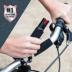 SABRE Cyclist Pepper Spray with Adjustable Bike Strap, 45 Burst, 10 Foot (3 meter) Range, Tear Away Hook and Loop Design For Quick Access