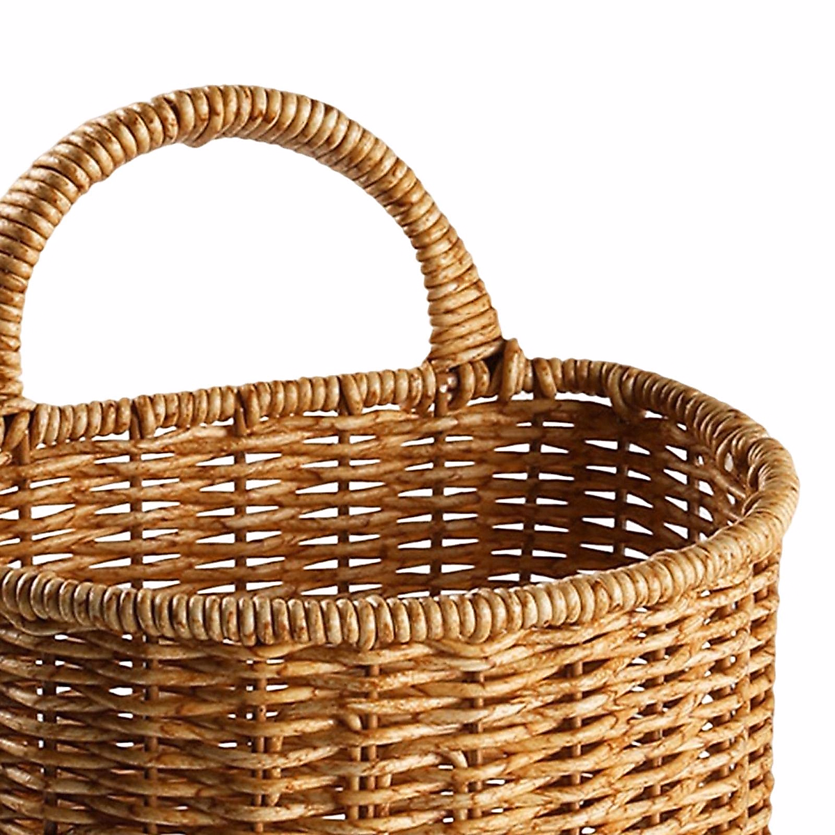 Qianly Wall Hanging Baskets Storage with Handle Washable Decorative Basket Woven Wall Basket Kitchen Bin for Towels Magazines Toys Balcony Cabinet, 17cmx15cm