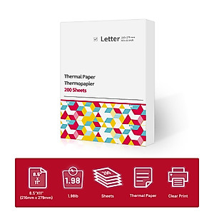 LabelCreate M833 Portable Printer with 200 Sheets US-Letter Thermal Papers Sheet, Size 8.5"×11”