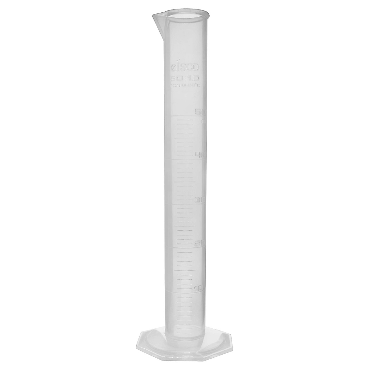 EISCO Polypropylene Graduated Cylinder, Octagonal Base, 50ml (Pack of 12)