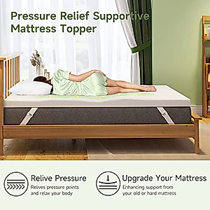 Koorlian Twin Mattress Topper, 3 Inch Gel Memory Foam Mattress Topper for College Dorm and RV, Soft Pressure Relief Twin Size Mattress Pad with Bamboo Cover & Fitted Straps, CertiPUR-US Certified