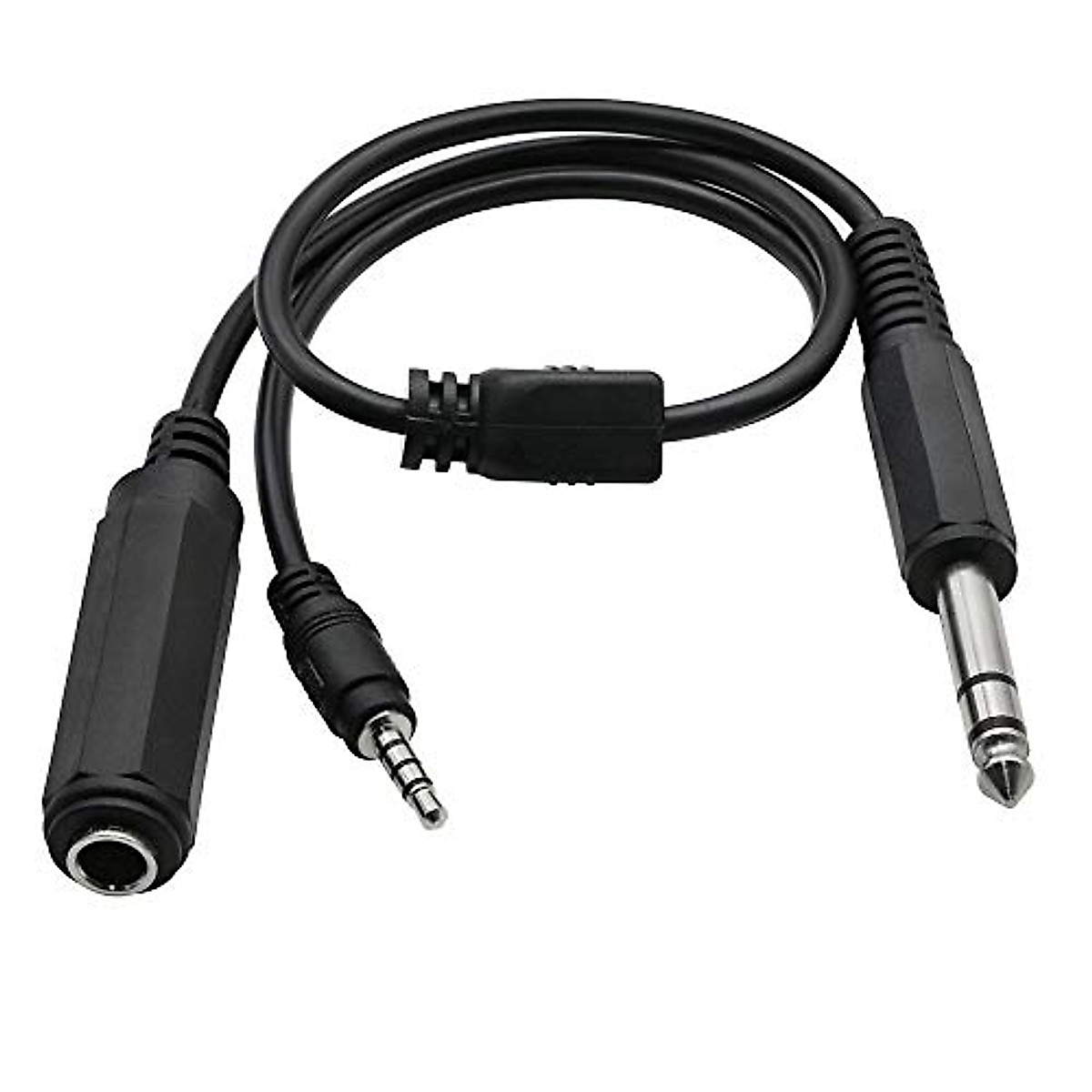 GINTOOYUN 6.35mm 1/4 TRS to 1/4 6.35mm TRS Female & 3.5mm 1/8 TRRS Male Stereo Headphone Y Splitter Extension Cable Guitar Amplifier Instrument Cable Headphone Adapter