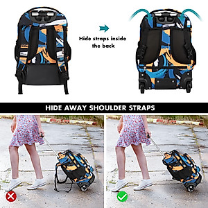 Tilami Kids Rolling Backpack 18 inch Boys and Girls Laptop Backpack, Pink butterfly