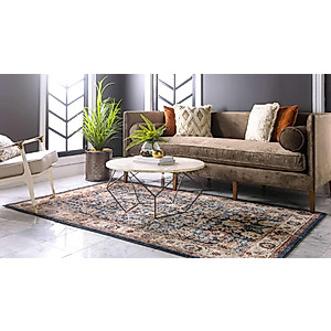 Unique Loom Utopia Collection Traditional Classic Vintage Inspired Area Rug with Warm Hues, 9' x 12' 2" Rectangle, Light Blue/Burgundy