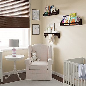 brightmaison Angel 30" Floating Shelves for Wall Decor, Kids Bookshelf for Wall, Toy Storage Shelf & Nursery Book Shelves Wood Wall Shelves for Home Decor Set of 3 Brown