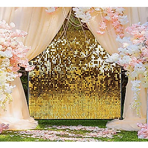 BannerBuzz Shimmer Panel Backdrop, Made of Premium Quality Plastic (Gold, 6' W X 8' H)