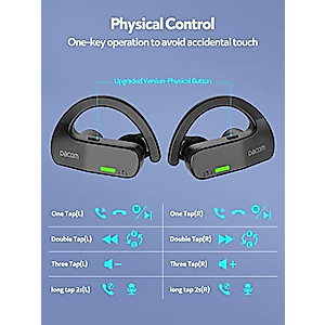 DACOM Bone Conduction Headphones Half in-Ear True Wireless Bluetooth Earbuds with Earhooks 26 Hrs Playtime with Charging Case Open Ear Sport Earphones with Mic Headset for Running Workout Black