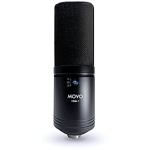 Movo VSM-7 Large Diaphragm, Multi-Pattern Studio Condenser Microphone with Shock Mount, Pop Filter, and XLR Cable - Studio Microphone for Music, Vocals, Podcasting, Gaming, Streaming and More