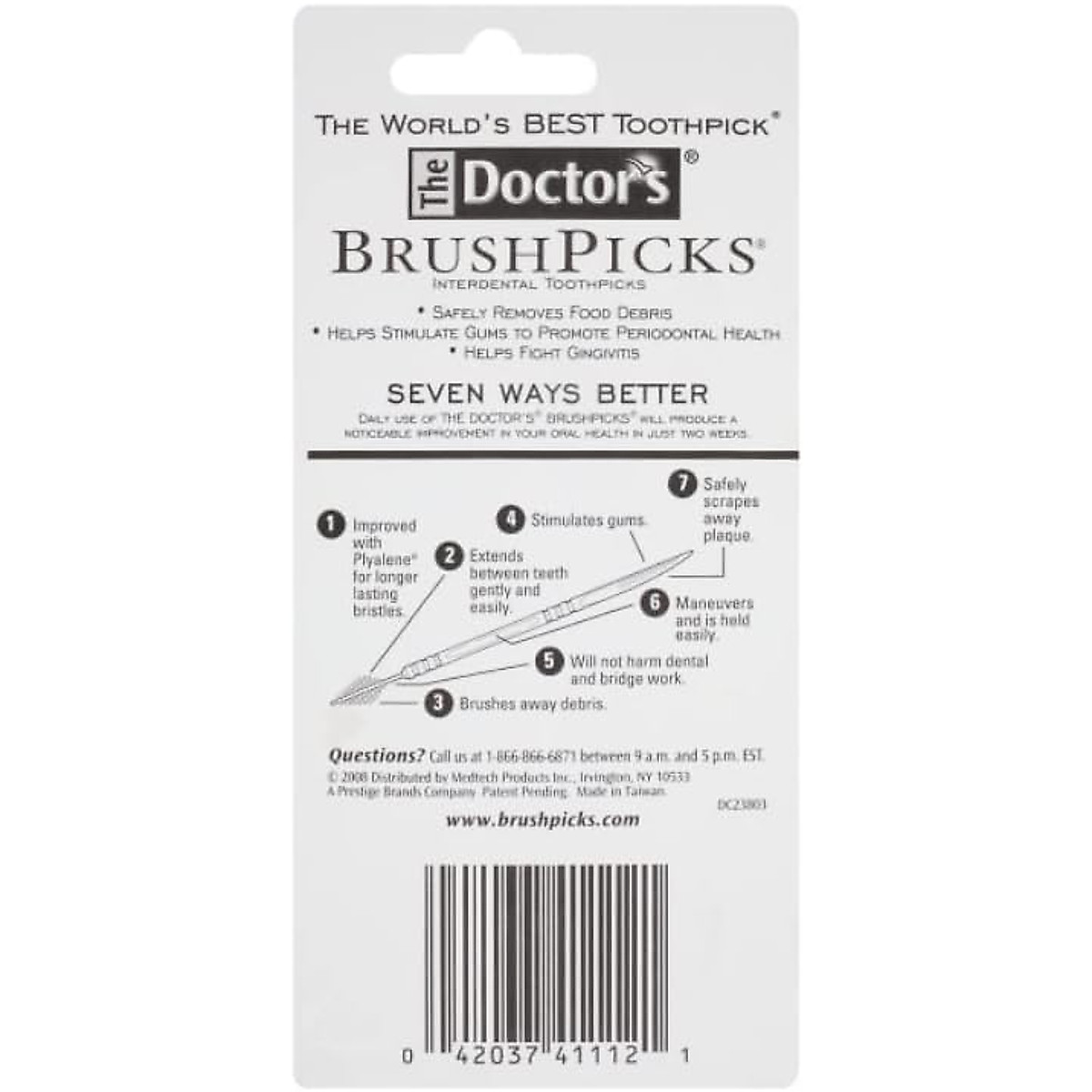 The Doctor's BrushPicks Interdental Toothpicks, 120 count. (Pack of 8)
