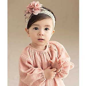 Denifery Baby Girls Cute Headband Elastic Lace Hair Band Pink Flower Headband Hair Accessories