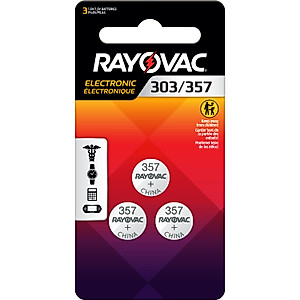 Rayovac LR44 Battery, Silver Oxide 303, 357, AG13, or SR44 1.5 Volt Batteries (3 Battery Count)