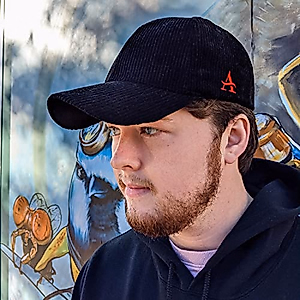 ATZI Corduroy Hat Women Men Baseball Cap Fathers Day Classic Casual Everyday Vintage Trendy Low Profile Prep Golf Fashion Stylish 6 Panel Curved Visor Bucket Adjustable Strap - Black