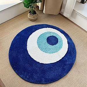 LAKEA Fluffy Evil Eye Circle Rug Carpet Plush Comfortable Handmade Bedroom Ultra Soft and Fluffy for Halloween (90x90cm 35.4inch)