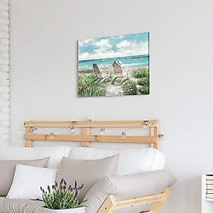 SD SOFT DANCE Beach Wall Art Seascape Painting: Coastal Scene Picture Artwork Painting on Canvas for Living Room (24'' x 18'' x 1 Panel)