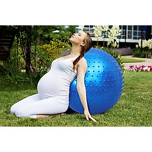 Large Sensory Massage Ball for Kids, 33.5" 85CM Bouncy Exercise Ball for Toddlers, Big Inflatable Ball with Tactile Spikes, Outdoor Ball Pool Ball Yoga Ball, Large Beach Ball (1 SET BLUE BALL)