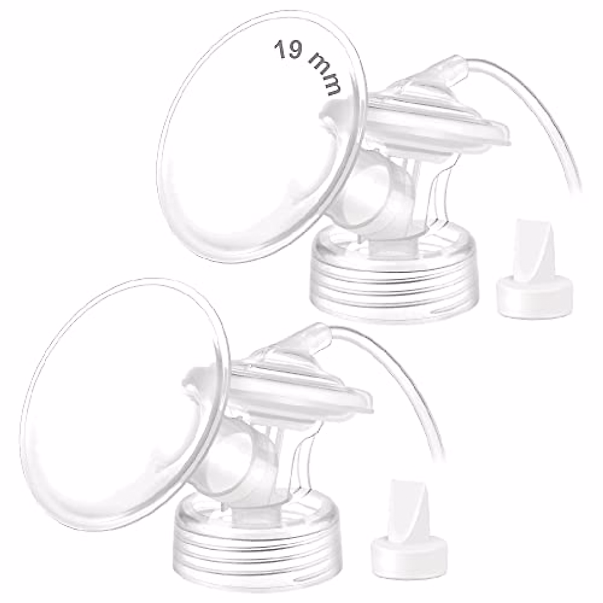 Maymom Pump Parts Compatible with Lansinoh Breastpump,Flange, Wide-Mouth Connector,Valve, Tubing and Backflow Protector, Not Original Lansinoh Accessories. (Flange 19mm)